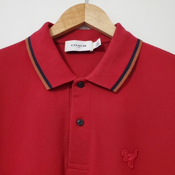 Coach | Shirts | Coach Mens Red Polo Shirt Large | Poshmark